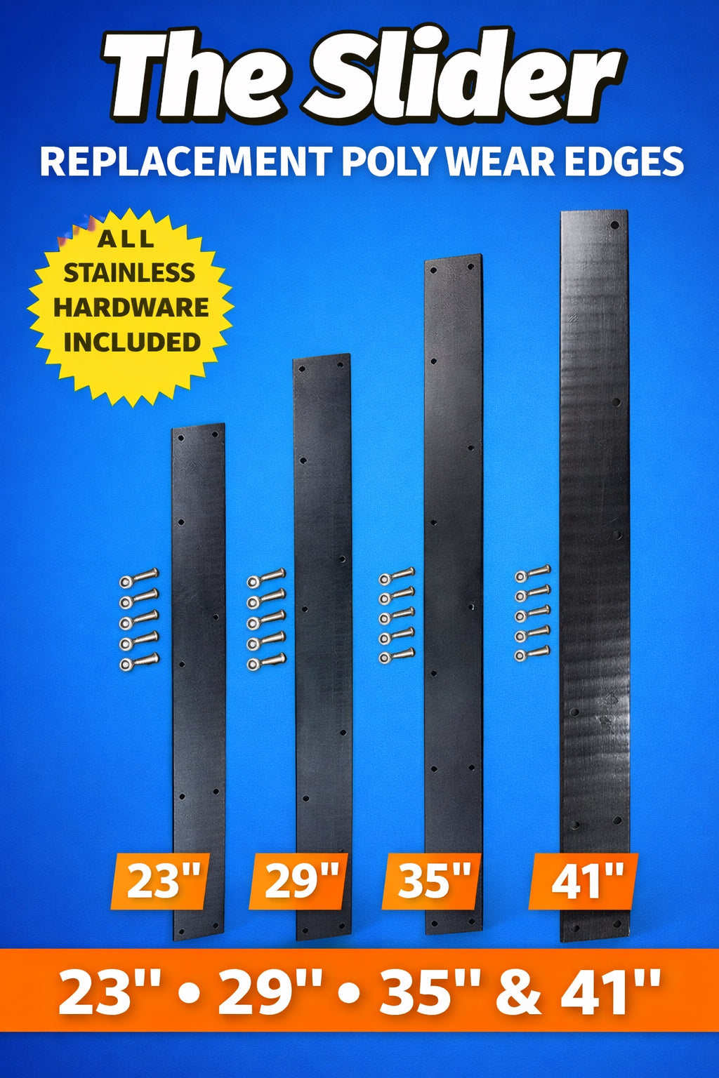 The Slider snow shovel/pusher poly replacement edges – Cutting Edge Poly